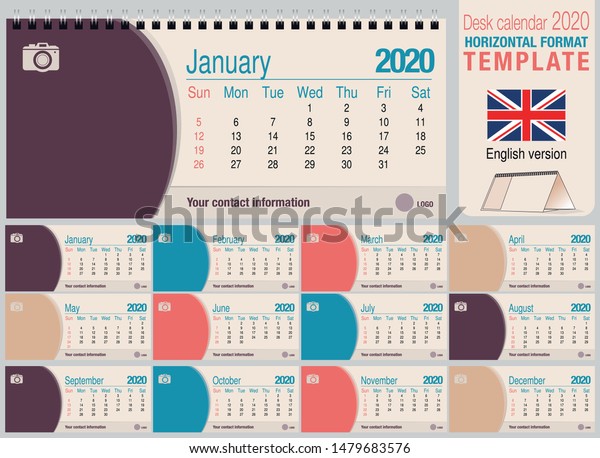 Useful Desk Triangle Calendar 2020 Template Stock Vector (Royalty Free ...
