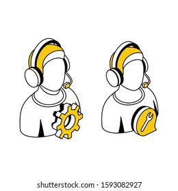User Avatar Man Headphone Support Gear Stock Vector (Royalty Free ...