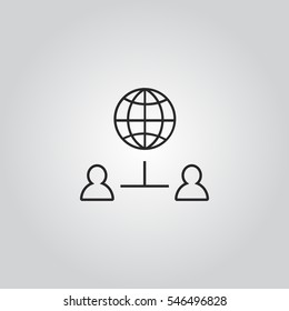 User Globe Connection Outline Icon Vector: เวกเตอร์สต็อก (ปลอดค่า ...