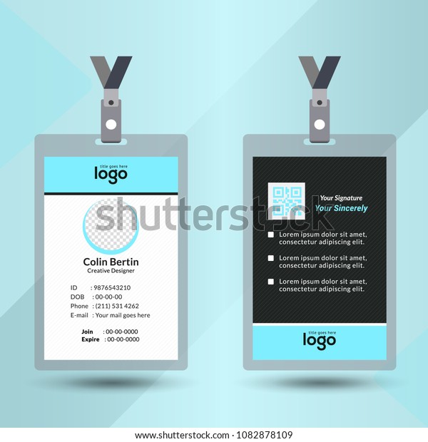 User Id Card Realistic Set Male Stock Vector (Royalty Free) 1082878109