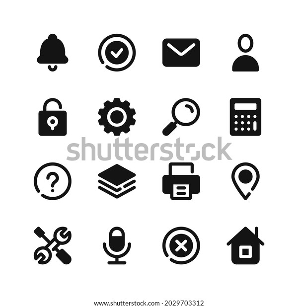 User Interface Icons Black Symbols Vector Stock Vector (Royalty Free ...