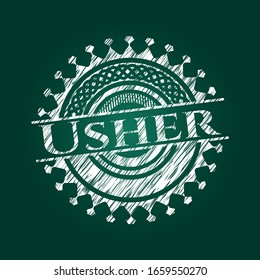 Usher Chalk Emblem Written On Blackboard Stock Vector (Royalty Free ...