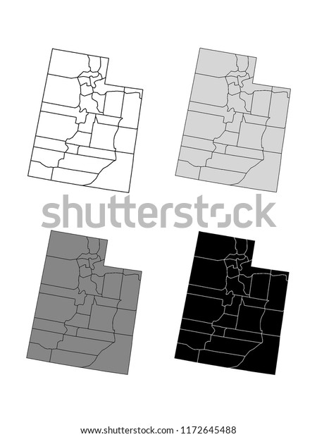 Utah County Map Gray Black White Stock Vector (Royalty Free) 1172645488 ...