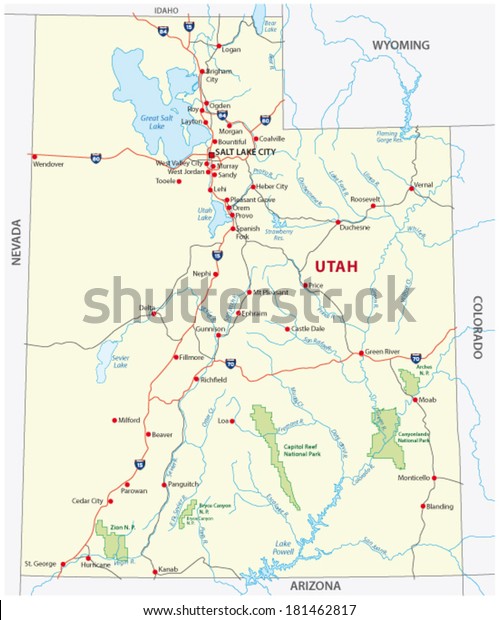 Utah National Park Map: เวกเตอร์สต็อก (ปลอดค่าลิขสิทธิ์) 181462817 ...