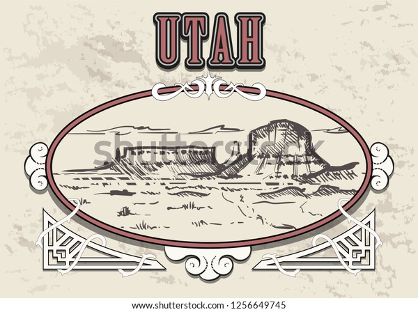 Utah Skyline Hand Drawn Utah Sketch Stock Vector (Royalty Free ...