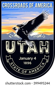 Utah State Emblem Dawn On Red Stock Vector (Royalty Free) 399495247