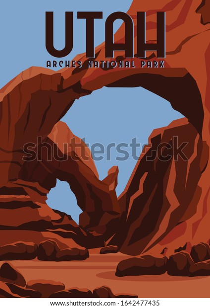 Utah Vector Illustration Background Travel Arches Stock Vector (Royalty ...