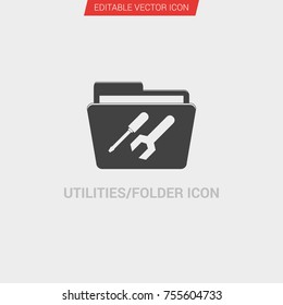 Utilitiesfolder Icon Dark Grey New Trendy Stock Vector (Royalty Free ...