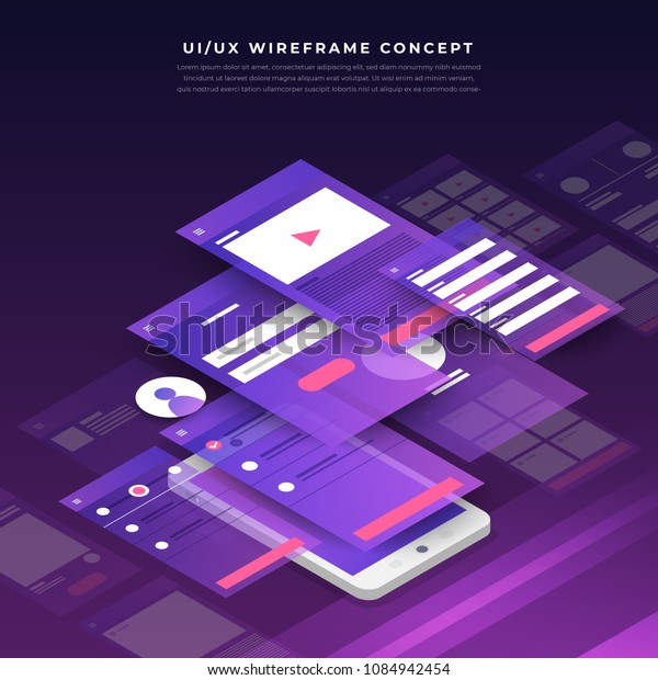 Ux Ui Flowchart Mockups Mobile Application Stock Vector (Royalty Free ...