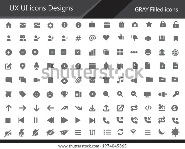 Ux Ui Icon Designs Gray Color Stock Vector (Royalty Free) 1974045365 ...