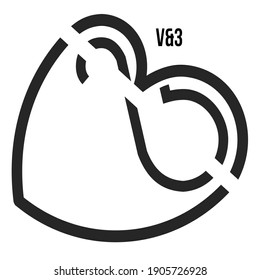 V 3 Logo Heart Stock Vector (Royalty Free) 1905726928 | Shutterstock
