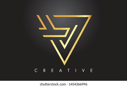 V Golden Letter Monogram Design Logo Stock Vector (Royalty Free ...
