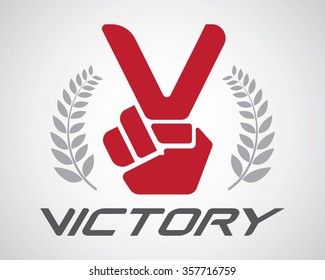 V Hand Emblems Victory Symbol Template Stock Vector (Royalty Free ...