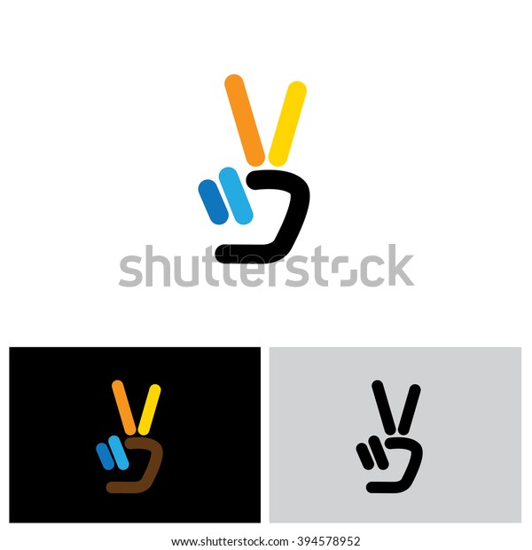 v hand victory symbol vector logo icon. this icon can also represent ...