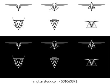 V Icons Set Templates Identity Monogram Stock Vector (Royalty Free ...