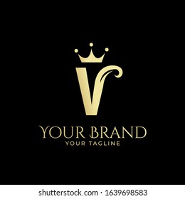 V Initial Logo Hair Crown Elegant Stock Vector (Royalty Free ...