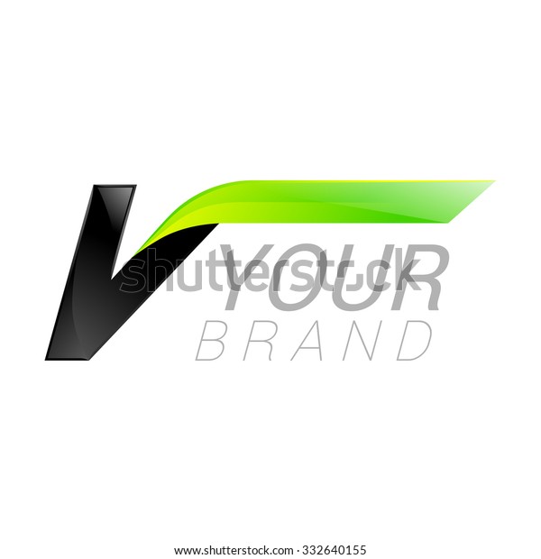 V Letter Black Green Logo Design Stock Vector (Royalty Free) 332640155