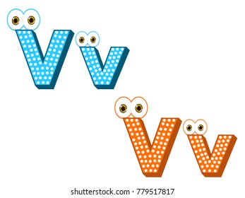 V Letter Character Capital Small Cartoon Stock Vector (Royalty Free ...