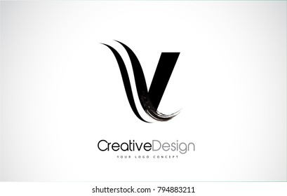 V Letter Design Brush Paint Stroke Stock Vector (Royalty Free ...