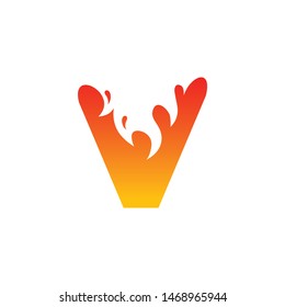 V Letter Flame Logo Design Template Stock Vector (Royalty Free ...