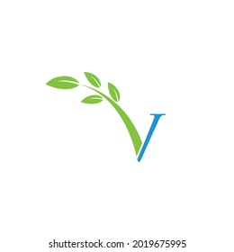 V Letter Leaf Logo Design Template Stock Vector (Royalty Free ...