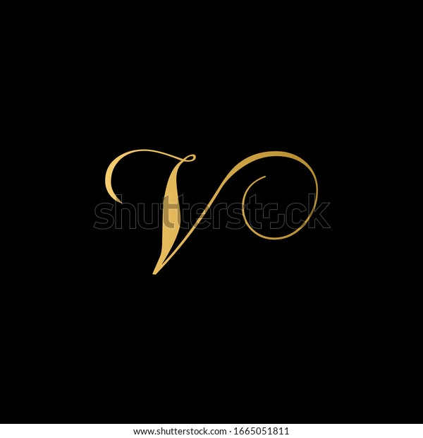 V Letter Logo Black Background Gold Stock Vector (Royalty Free ...