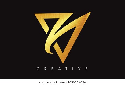 V Golden Letter Monogram Design Logo Stock Vector (Royalty Free ...