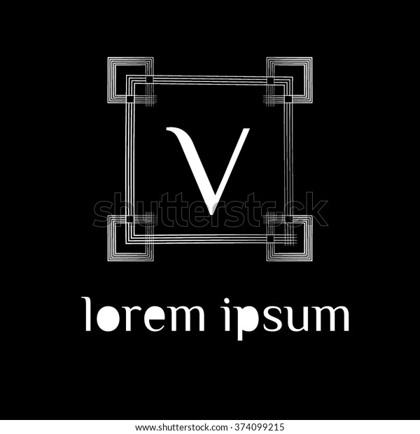 V Letter Logo Square Border Vector Stock Vector (Royalty Free ...