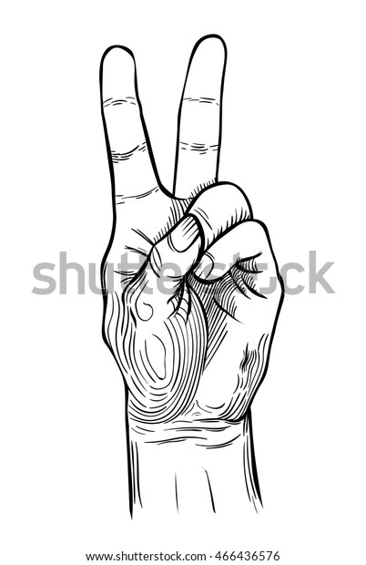 V Sign Hand Vector Illustration Isolated Stock Vector (Royalty Free ...