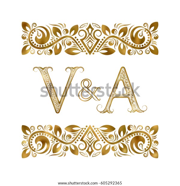 V Vintage Initials Logo Symbol Letters Stock Vector (Royalty Free ...