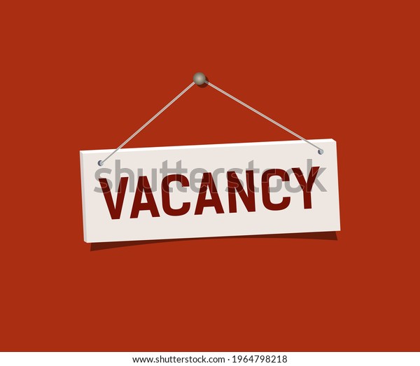 Vacancy Sign Hanging On Red Wall Stock Vector (Royalty Free) 1964798218