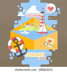 Vacation Flat Illustration Stock Vector (Royalty Free) 200823215 ...