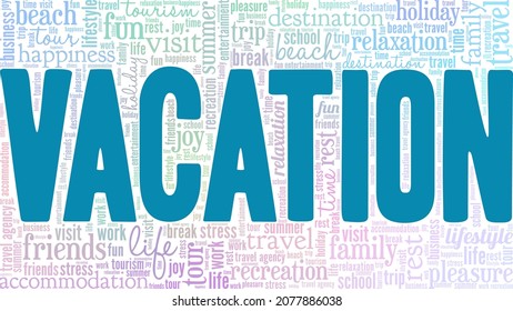 Vacation Vector Illustration Word Cloud Isolated Stock Vector (Royalty ...