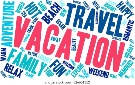 Vacation Word Cloud On White Background Stock Vector (Royalty Free ...