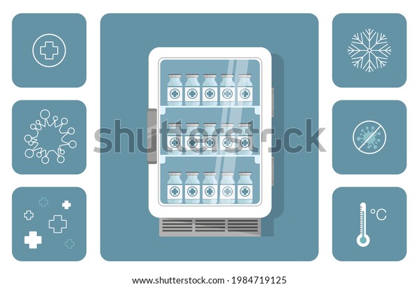 Vaccine Fridge Vector Illustration Laboratory Refrigerator Stock Vector ...