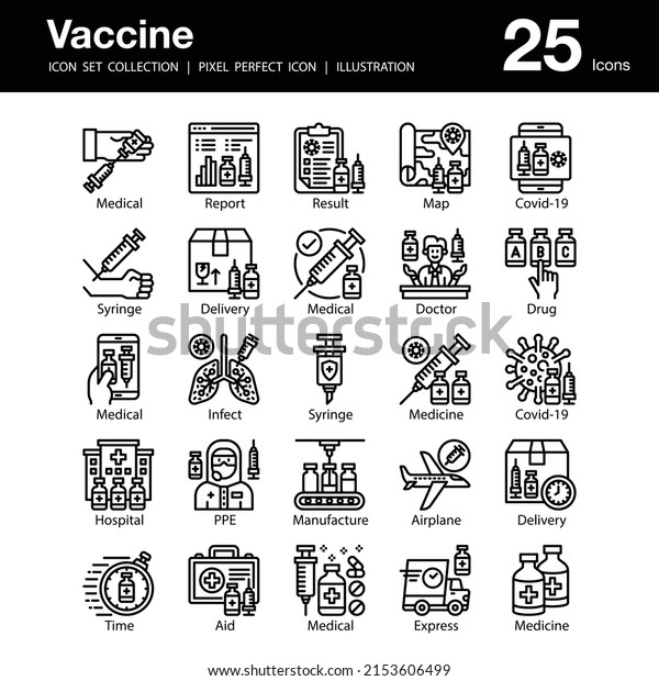 Vaccine Outline Icon Set Collection Stock Vector (Royalty Free ...