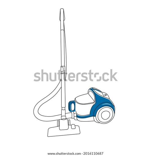 Vacuum Cleaner Blue Line Art Element Stock Vector (Royalty Free ...