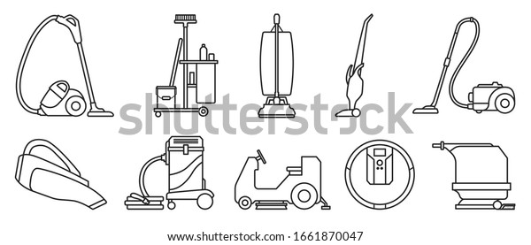 Vacuum Cleaner Outline Vector Illustration On Stock Vector (Royalty ...
