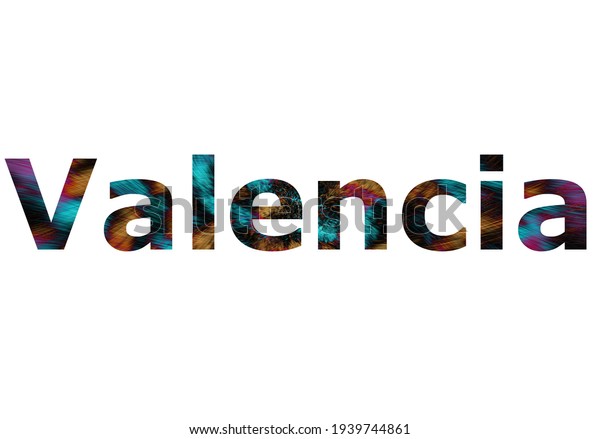Valencia Colorful Typography Text Banner Vector Stock Vector (Royalty ...