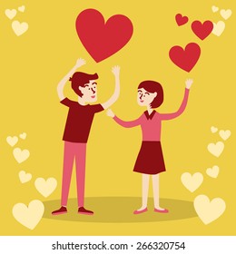 Valentine Couple Surrounded By Many Love Stock Vector (Royalty Free ...