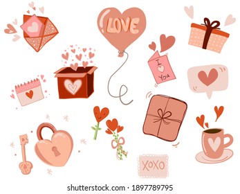 Valentine Day Cute Illustration Vector Set Stock Vector (Royalty Free ...