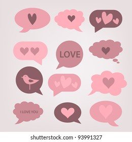 Set Valentines Day Speech Bubbles Love Stock Vector (Royalty Free ...
