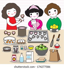 Valentines Baking Happy Fun Baking Illustration Stock Vector (Royalty ...