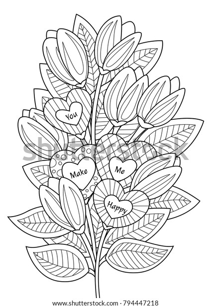 Valentines Day Doodle Coloring Book Page: เวกเตอร์สต็อก (ปลอดค่า ...