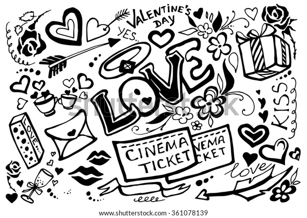 Valentines Day Doodle Set Cupid Love Stock Vector (Royalty Free ...