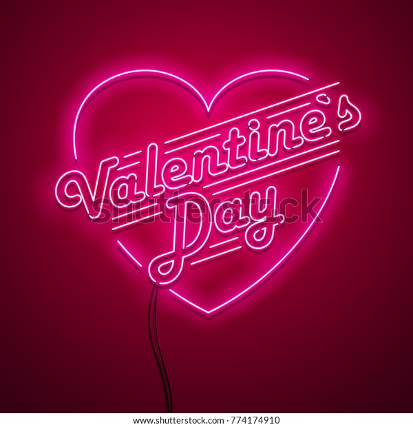 Valentines Day Neon Sign Vector Background Stock Vector (Royalty Free ...