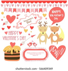 Valentines Day Clip Art Set Elements Stock Vector (Royalty Free) 243381313