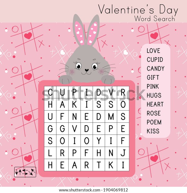 Valentines Day Word Search Puzzle Learning Stock Vector (Royalty Free ...