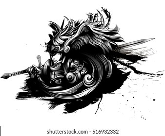 Valkyrie Heavy Armor Sword Stock Vector (Royalty Free) 516932332 ...