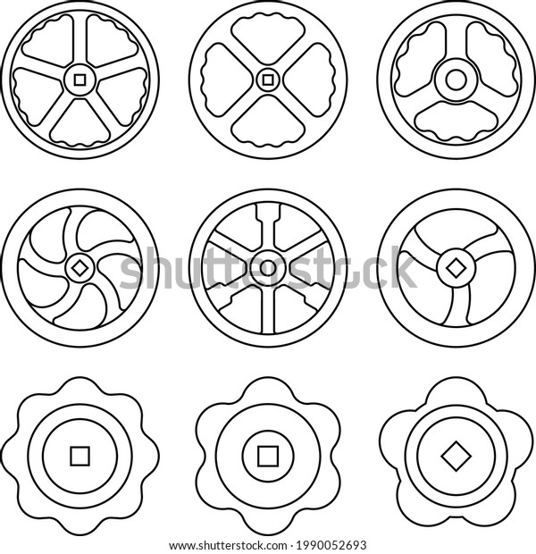 Valve Handwheel Icons Set Vector Thin Stock Vector (Royalty Free ...